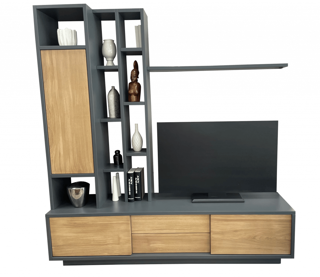 Composition TV Réf. Hache 220 avec bibliothèque - valmeubles